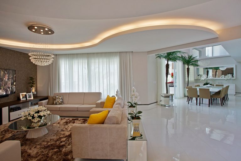 SANCA ABERTA → de Gesso, para Sala, com Moldura, com LED