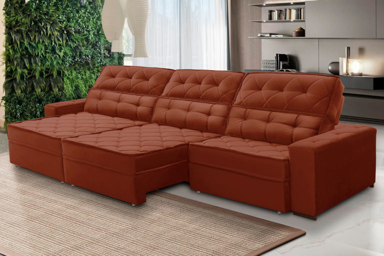 SOFÁ GRANDE → Com Chaise, Moderno, Retrátil, para Sala Pequena